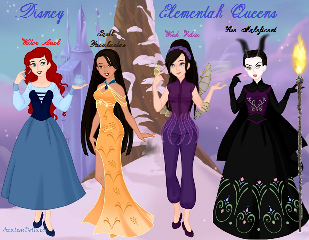 Disney Elemental Queens by misstudorwoman on DeviantArt