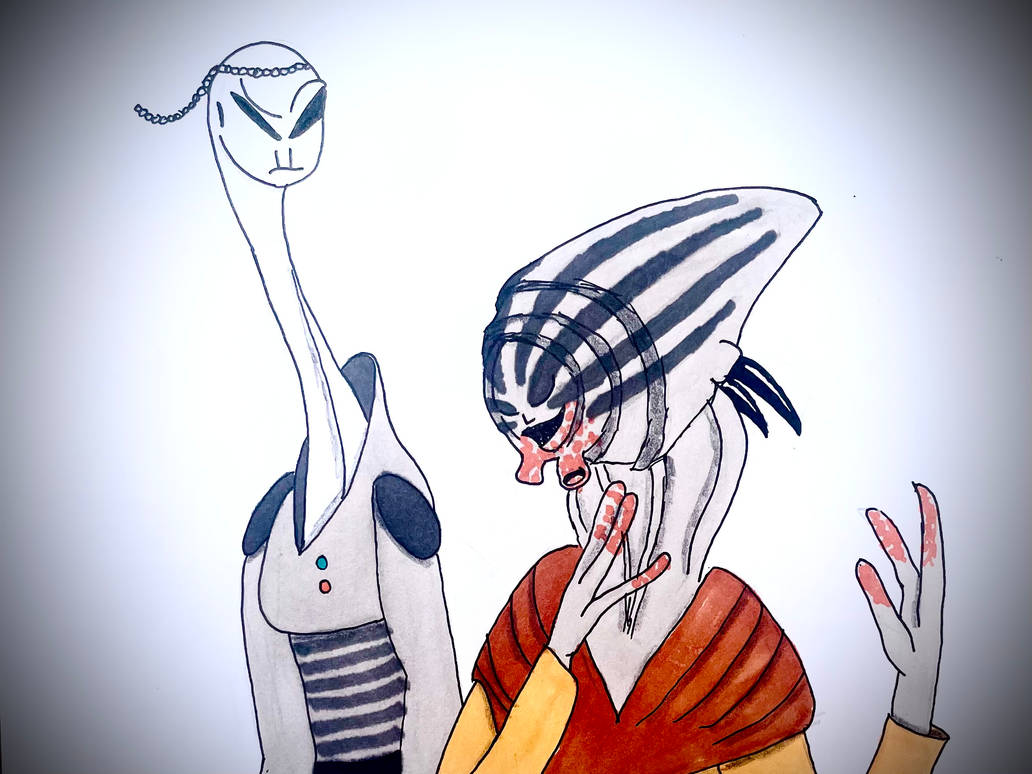 A Pair Of Three Fingered Aliens Having A Chat By Dorsen1 On Deviantart