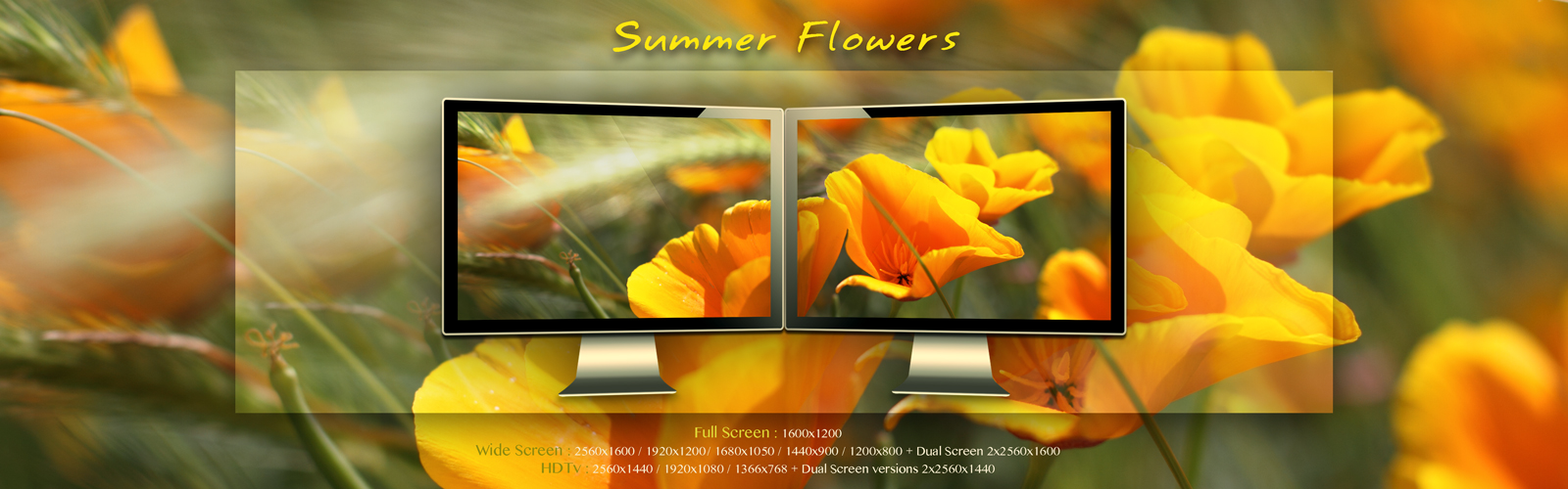 Dual Screen Wallpaper Summer Flowers