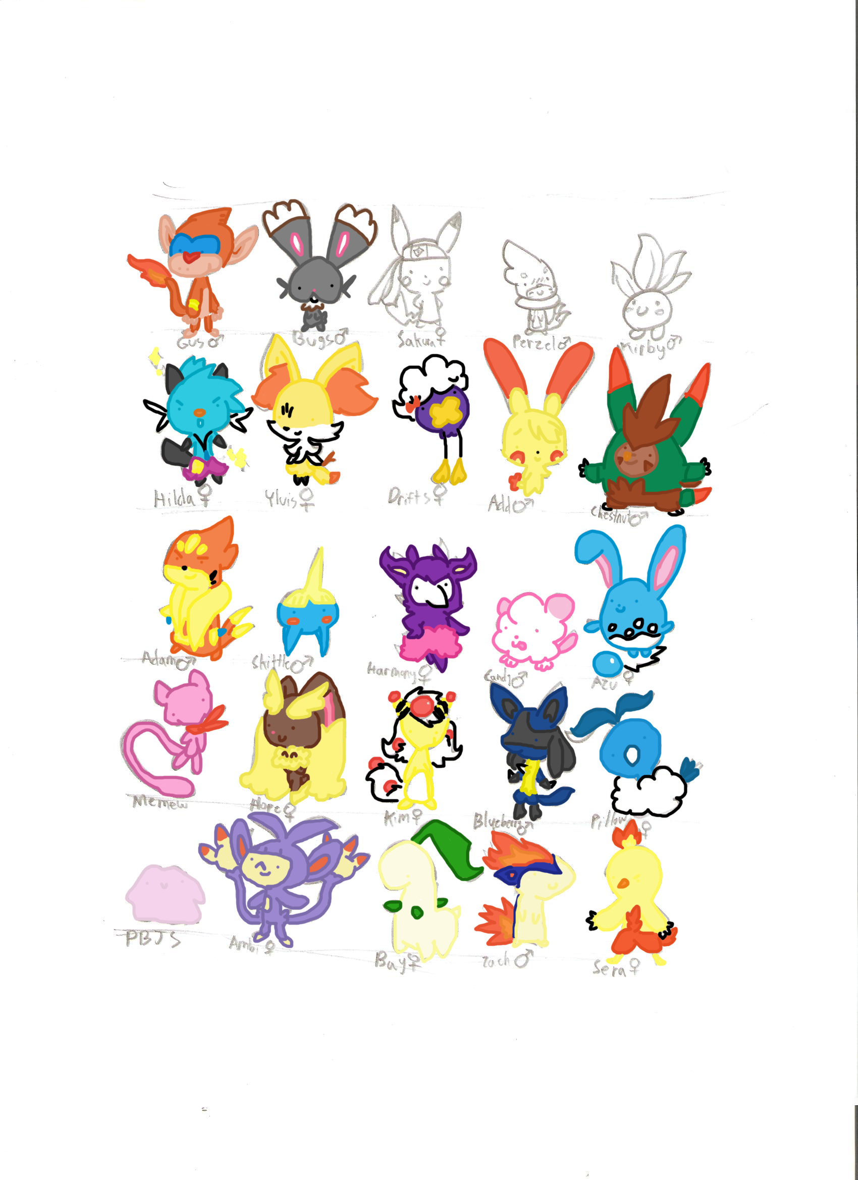 All my pokemon UNFINISHED by Nyanpegasus8u on DeviantArt