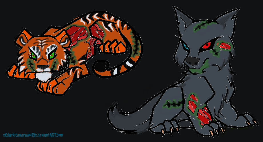Jombie tiger and jombie wolf friends by xXdarkicewerewolfXx on DeviantArt
