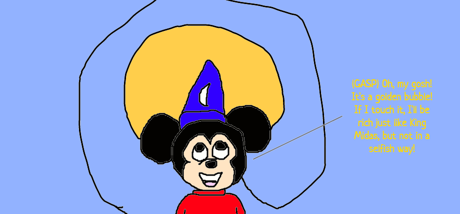 Mickey in a Whirlpool with a Golden Yellow Bubble by ...