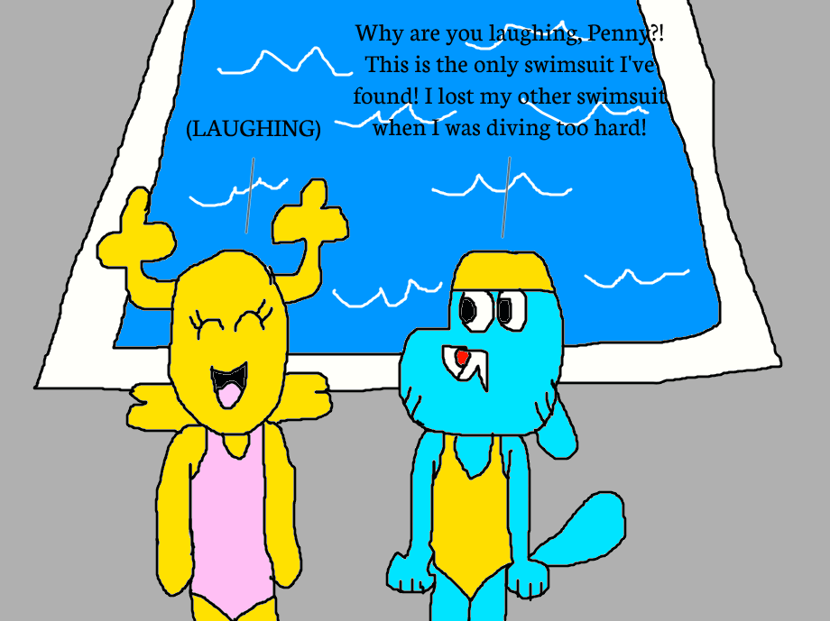 Gumball at the Pool Wearing his One Piece Swimsuit by ...