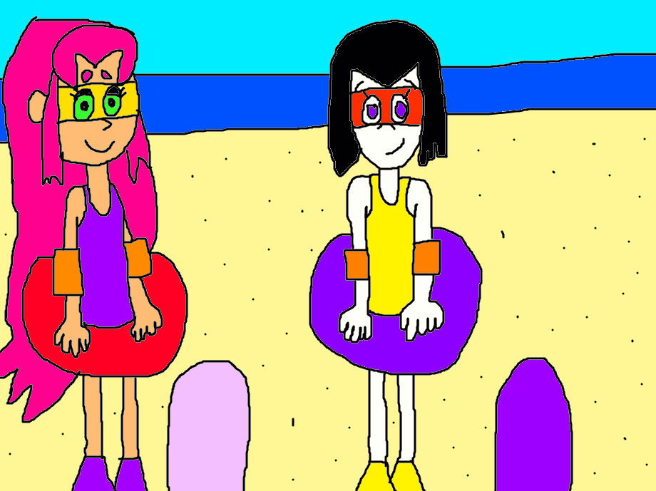 Starfire and Raven at the Beach by MJEGameandComicFan89 on DeviantArt