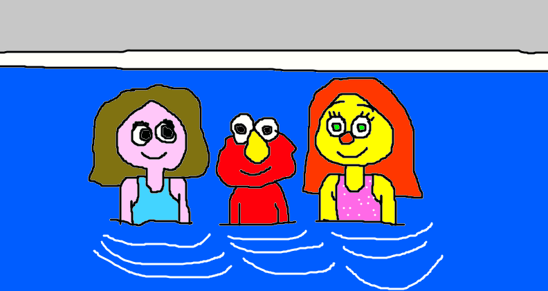 Prairie Dawn, Elmo and Sunny Monster Swims in Pool by ...