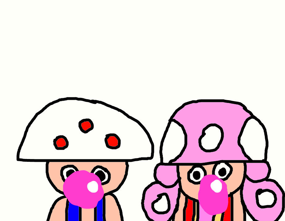 Toad and Toadette Blowing Bubblegum by MJEGameandComicFan89 on DeviantArt