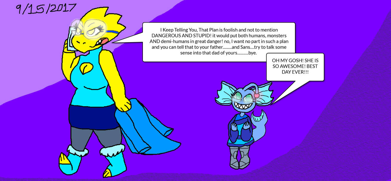 Alphys Talking To Sans And Clytie Watches By Elzathehedgehog On Deviantart
