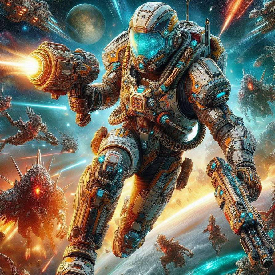 Superpowered space soldier. In space by freehand101 on DeviantArt