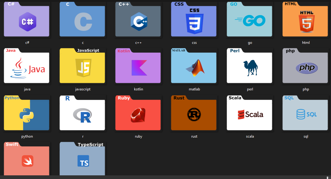 Programming Language Folder Icons by PasanRodrigo on DeviantArt