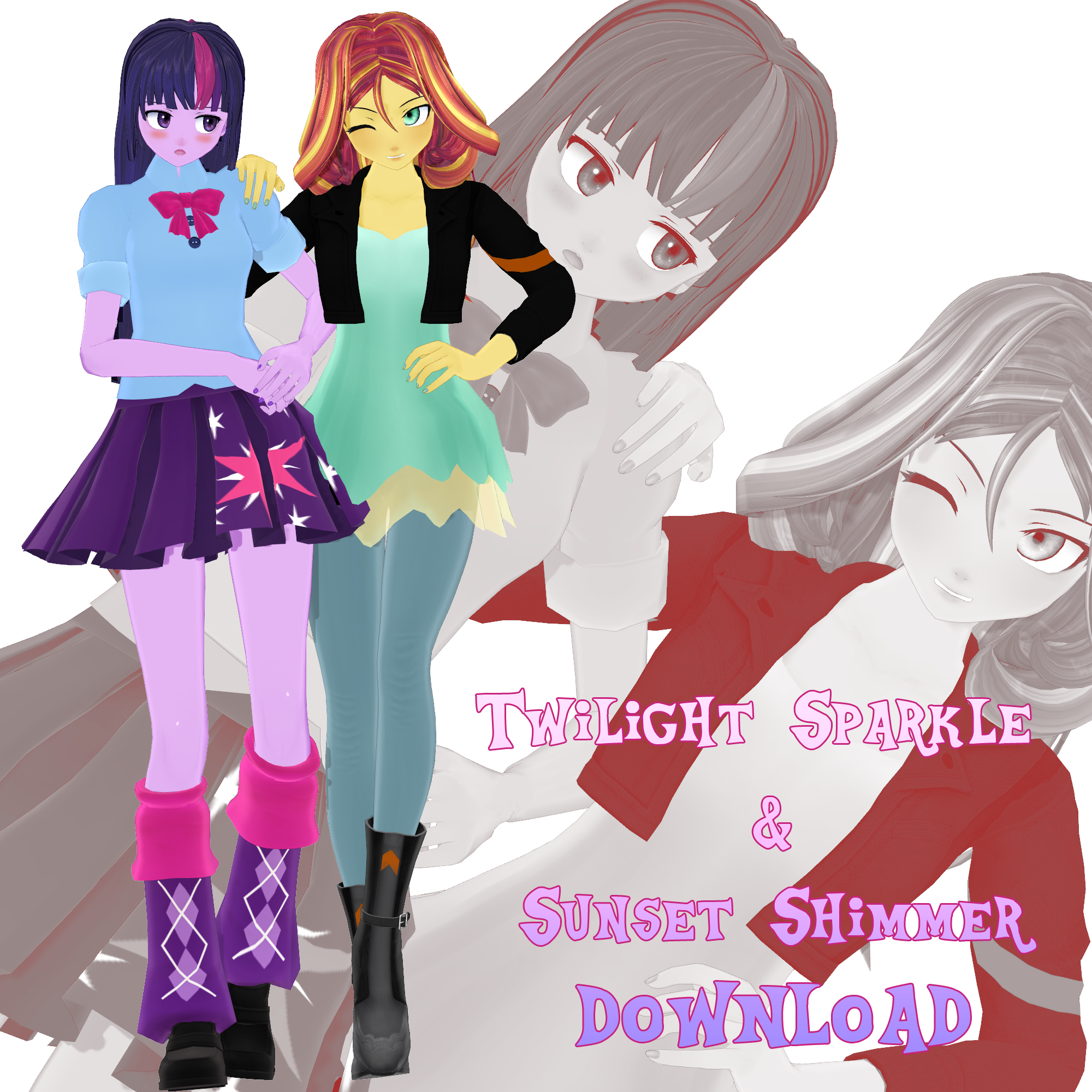 [MMD] Twilight Sparkle\Sunset Shimmer [DL END] by NanaSui on DeviantArt