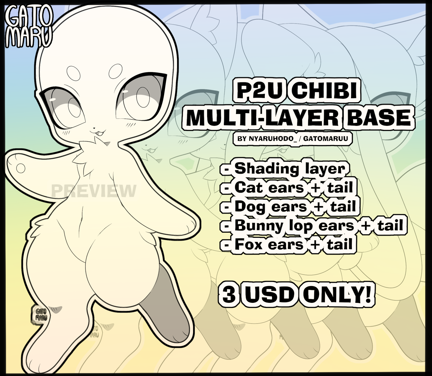 P2U Multi Species Chibi Base - $3 by Gatomaruu on DeviantArt