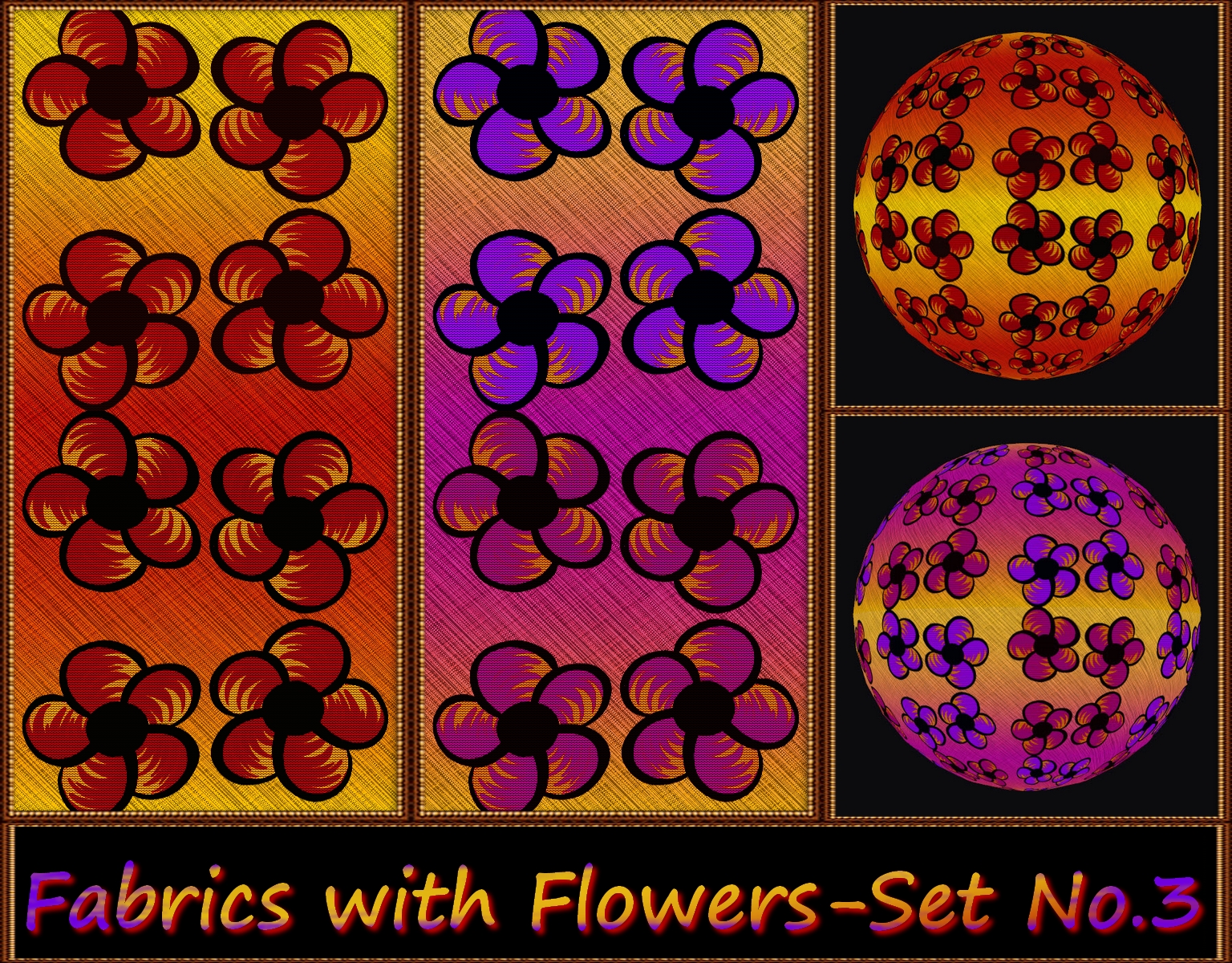 Fabrics with Flowers - Set No.3 by allison731 on DeviantArt