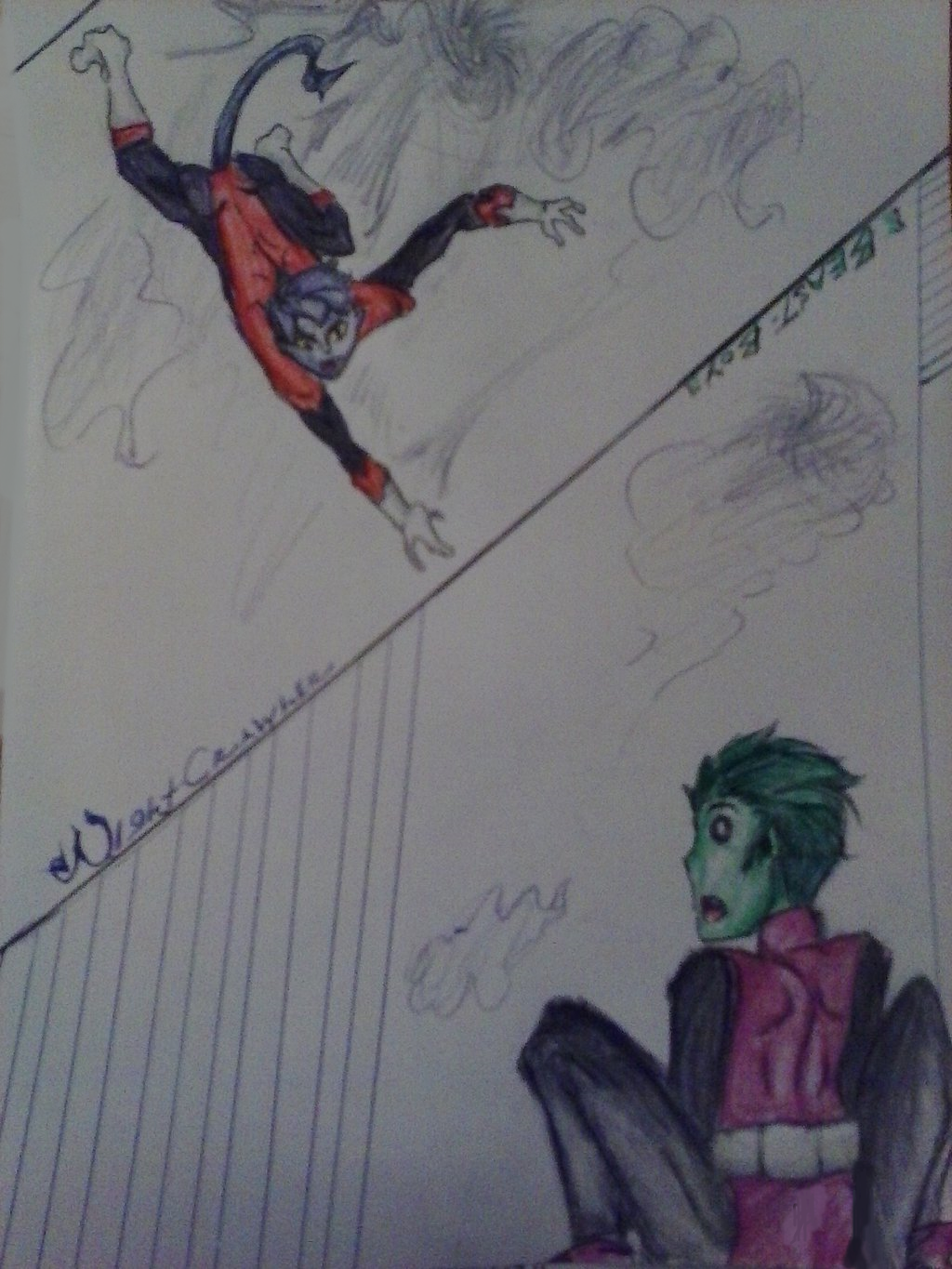 Beastboy vs. Nightcrawler by Bugendaiyaikari on DeviantArt