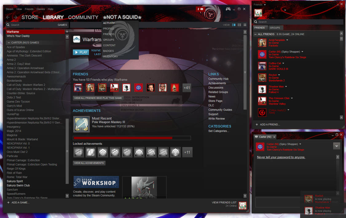 Steam Skin - Warframe - Red Veil by thecaramelsquid on DeviantArt
