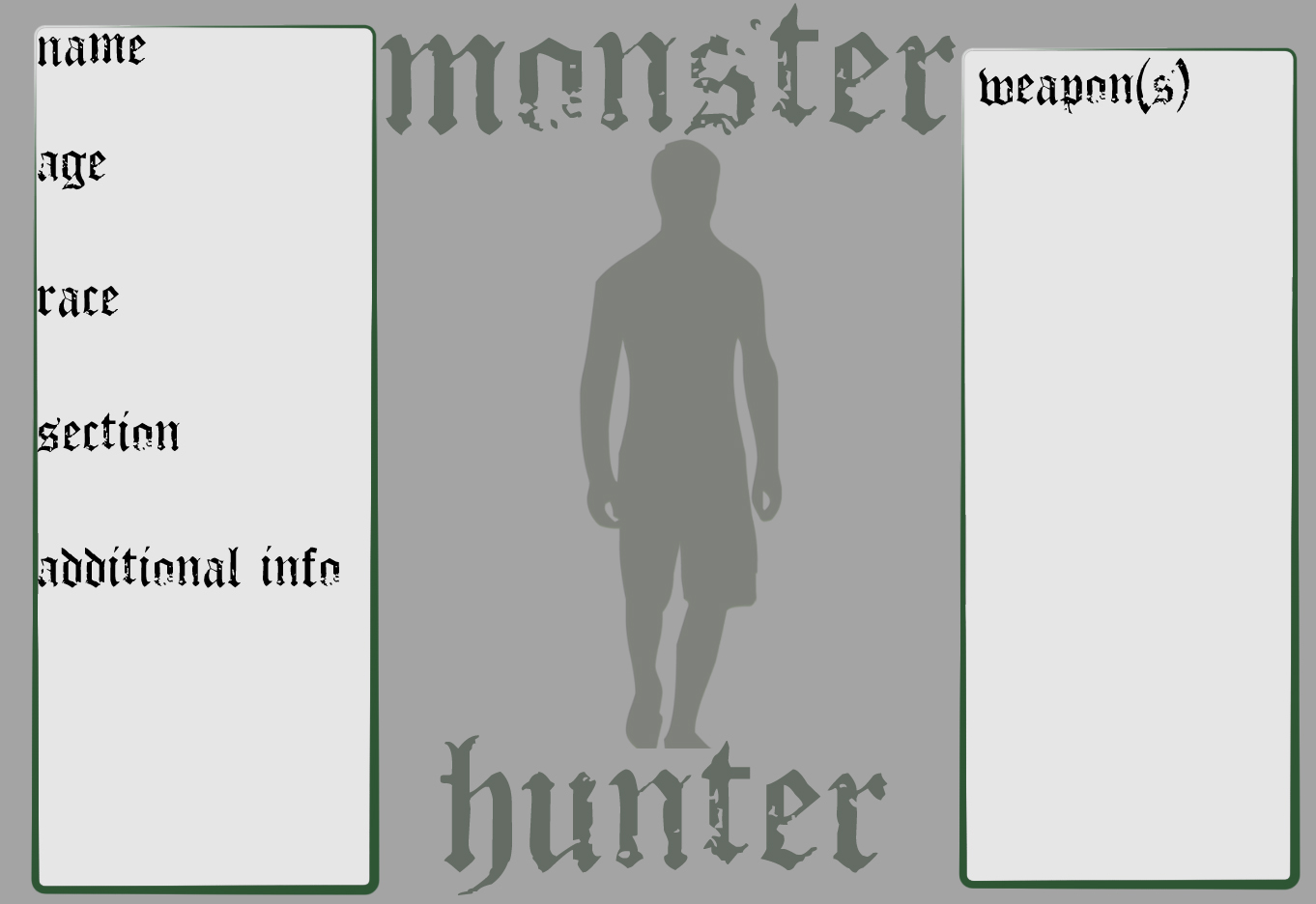 Monster Hunter Character Sheet by MonsterHunterNPC on DeviantArt