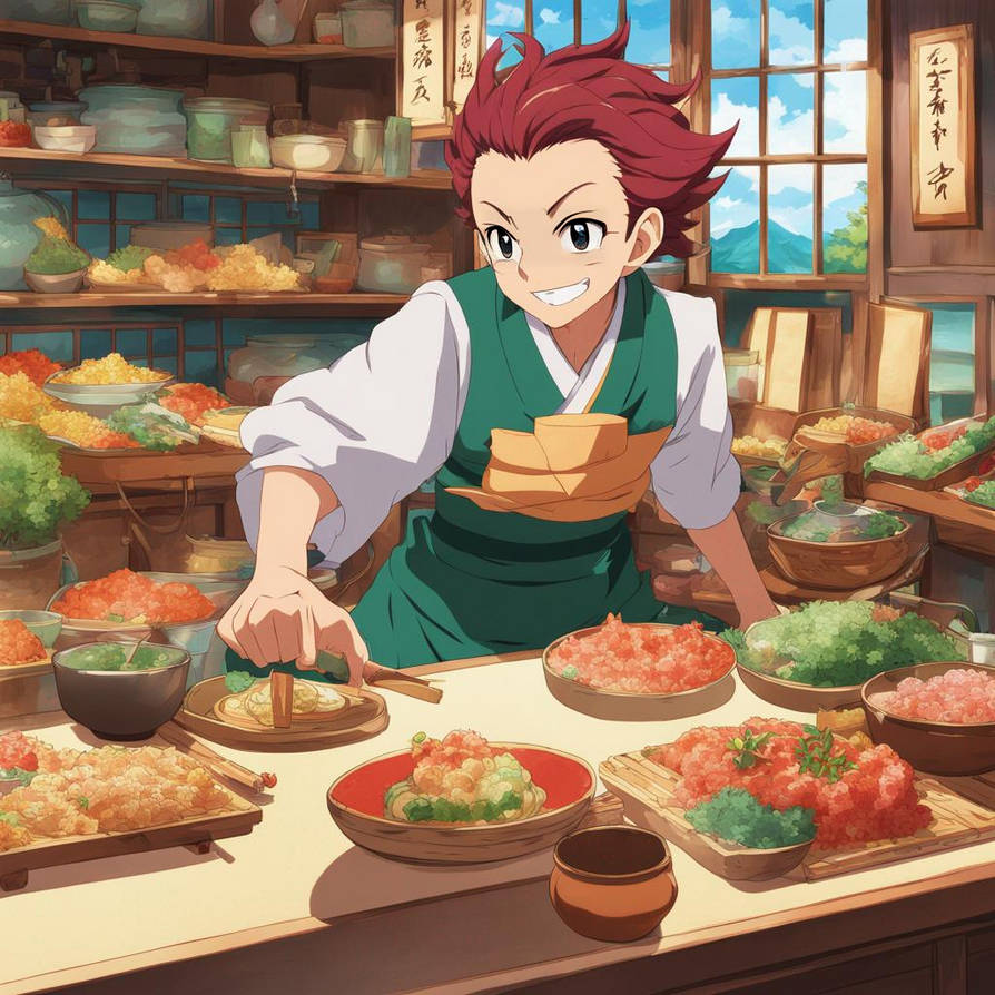 tanjiro eating food by U-Iriamu787will on DeviantArt