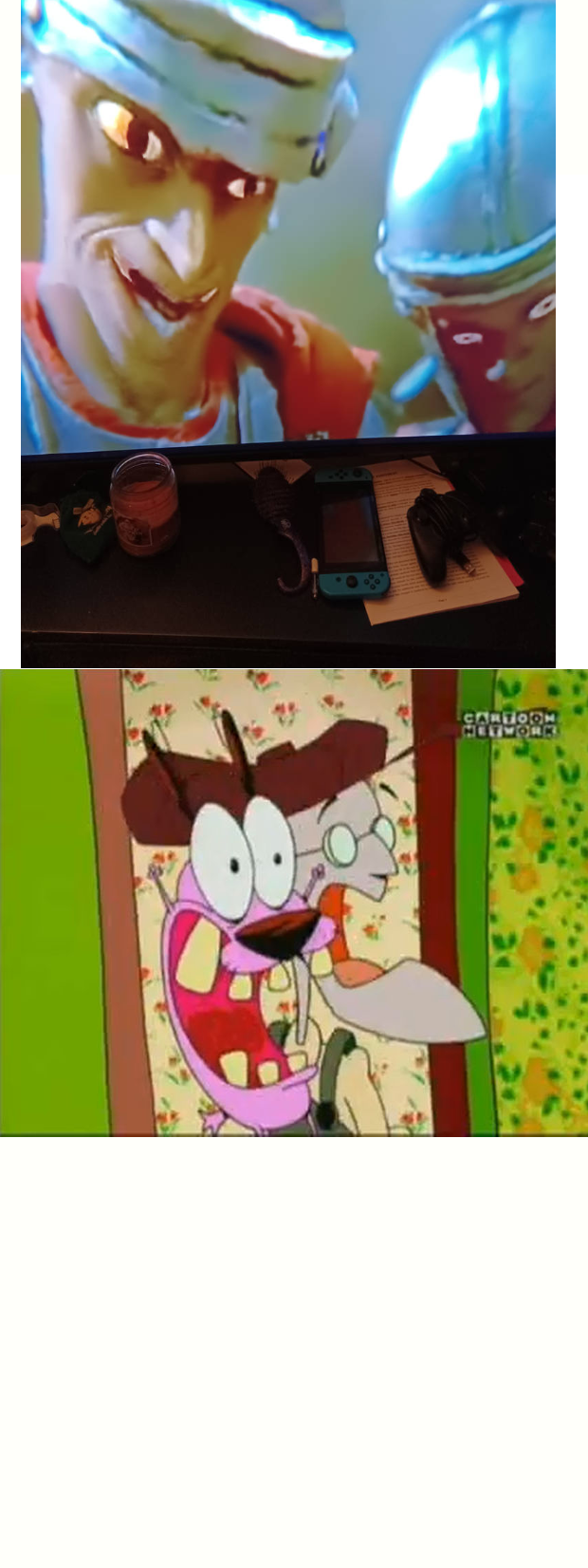 Courage and Eustace scared by Nightmare faces by mymeilarose on DeviantArt