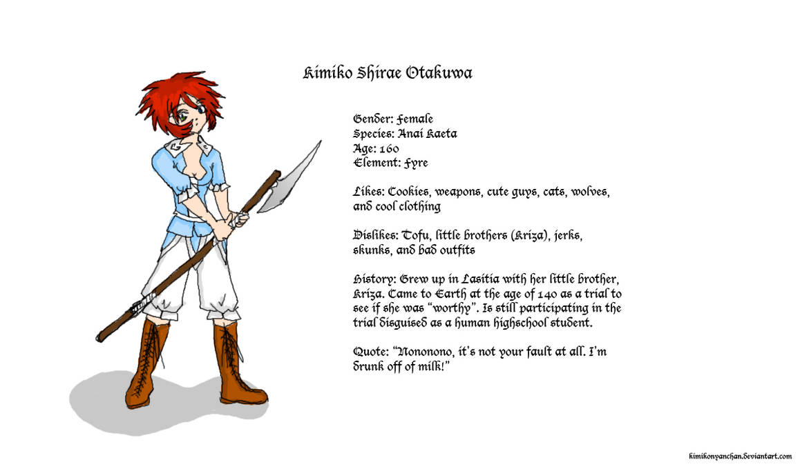 Kimiko Character Sheet by KimikoNyanChan on DeviantArt