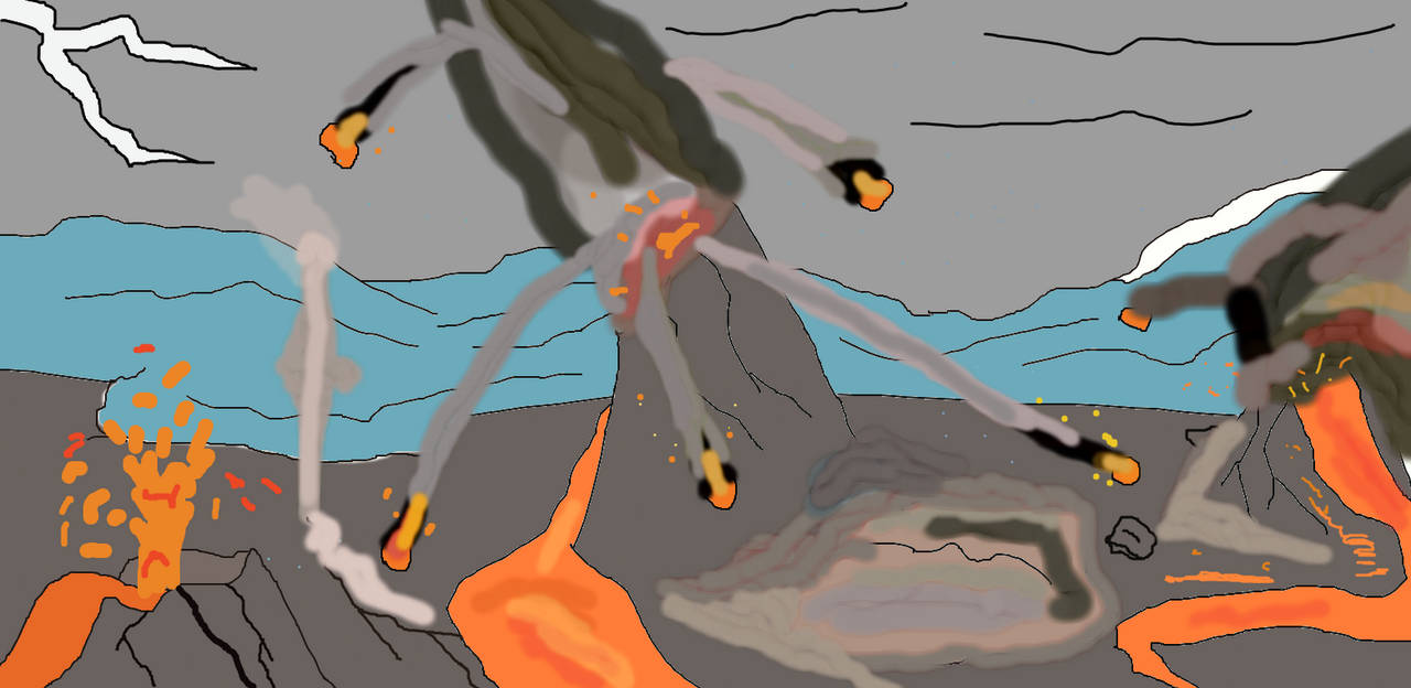the flood and volcanos by htuias on DeviantArt
