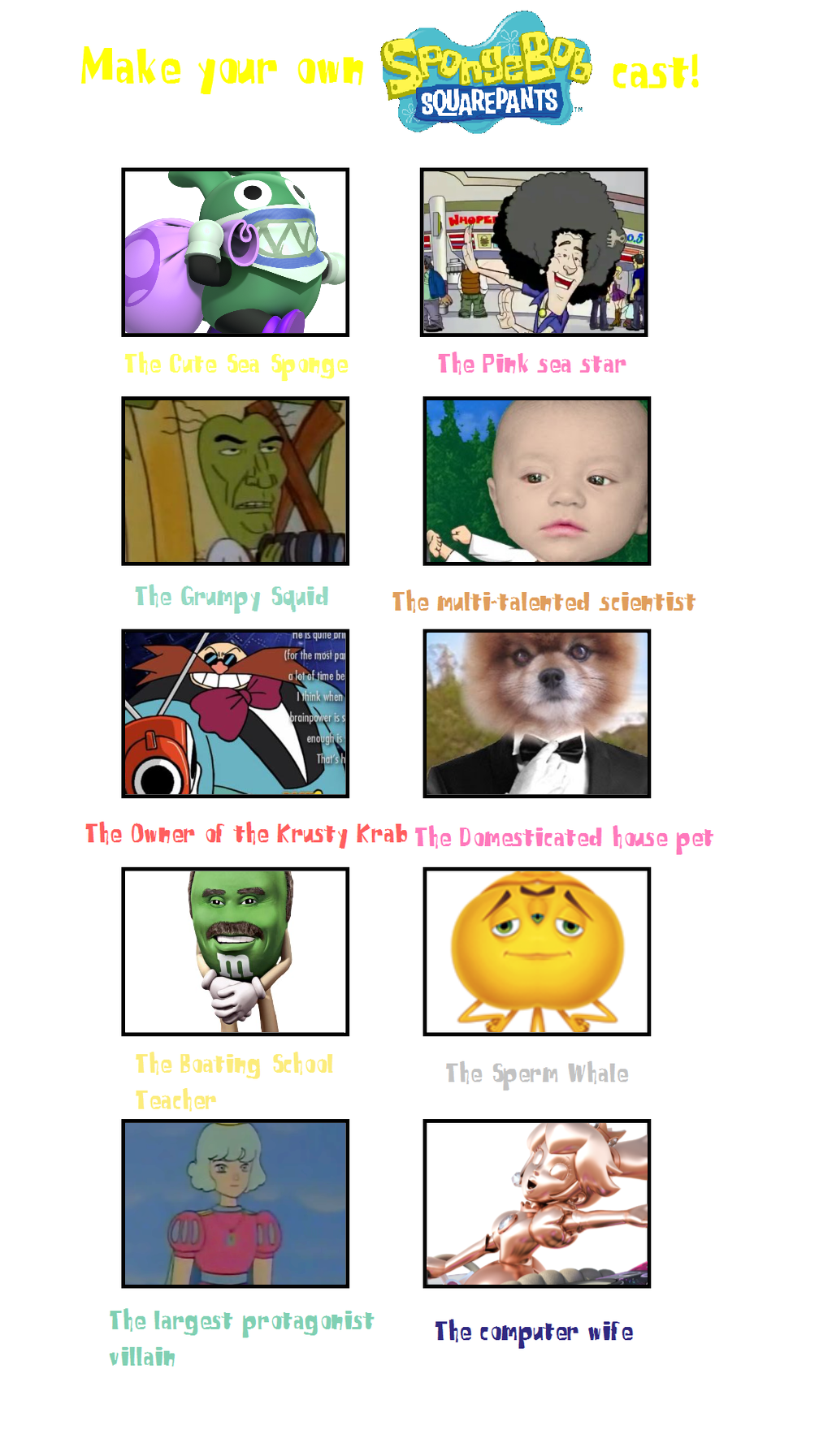 My SpongeBob SquarePants Meme Cast by MegaToon1234 on DeviantArt