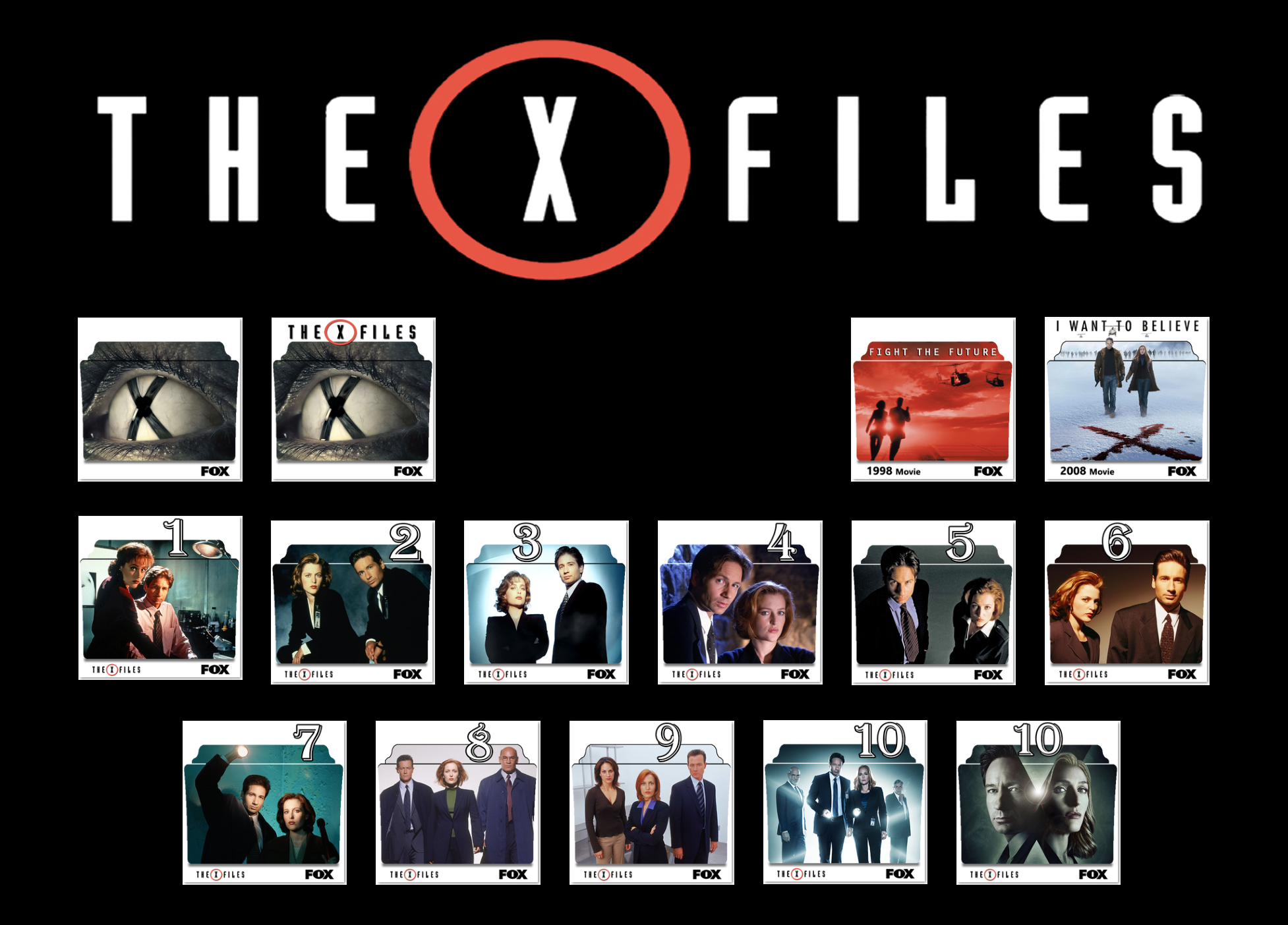 The X-Files series and season folder icons by Vamps1 on DeviantArt