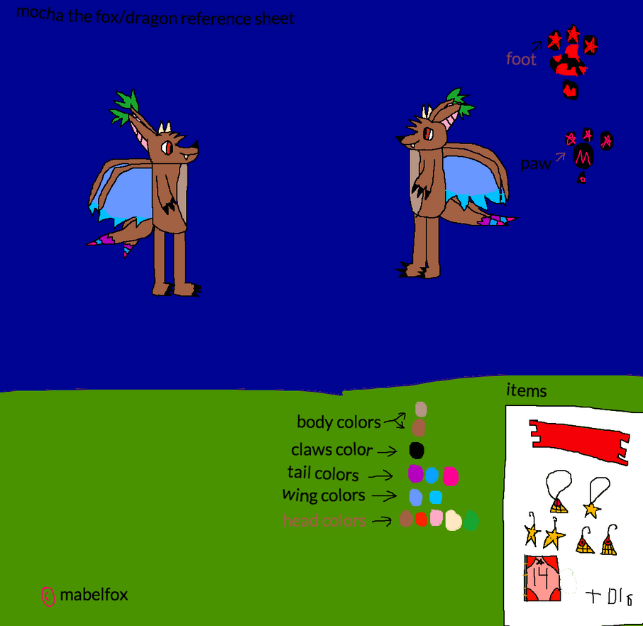 mocha the fox/dragon reference sheet by tailsdoll16 on DeviantArt
