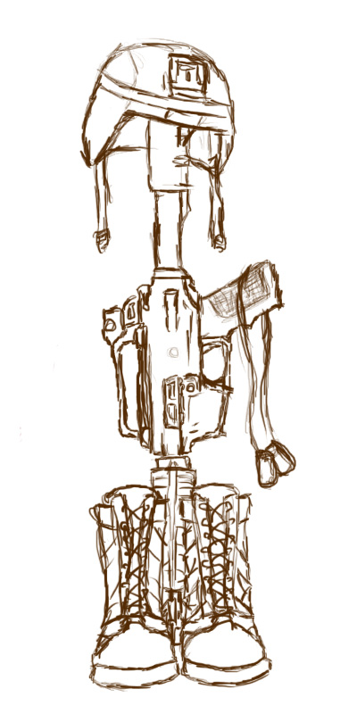 Fallen Soldier Battle Cross Drawing