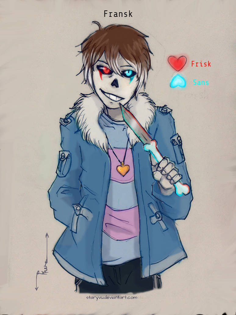 Fransk [Frisk and Sans fusion] by Demon-Cat-Art on DeviantArt