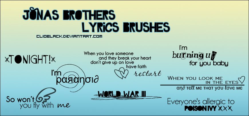 Jonas Brothers Lyrics Brushes by ClioBlack on DeviantArt