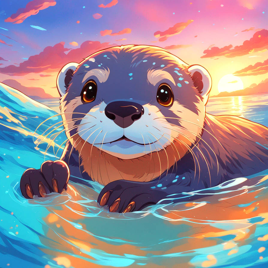 Beautiful otter at sunset by nmmarkowa on DeviantArt