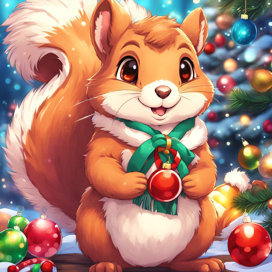 Christmas squirrel by nmmarkowa on DeviantArt