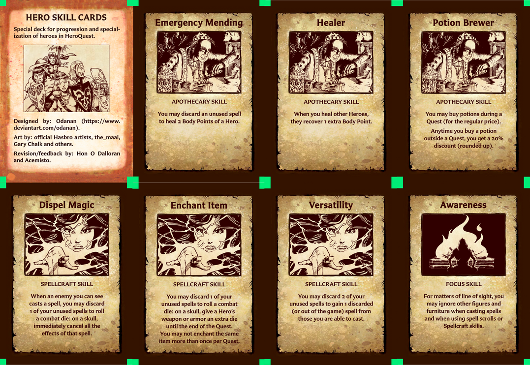 HeroQuest 2021 - Hero Skill Cards by Odanan on DeviantArt