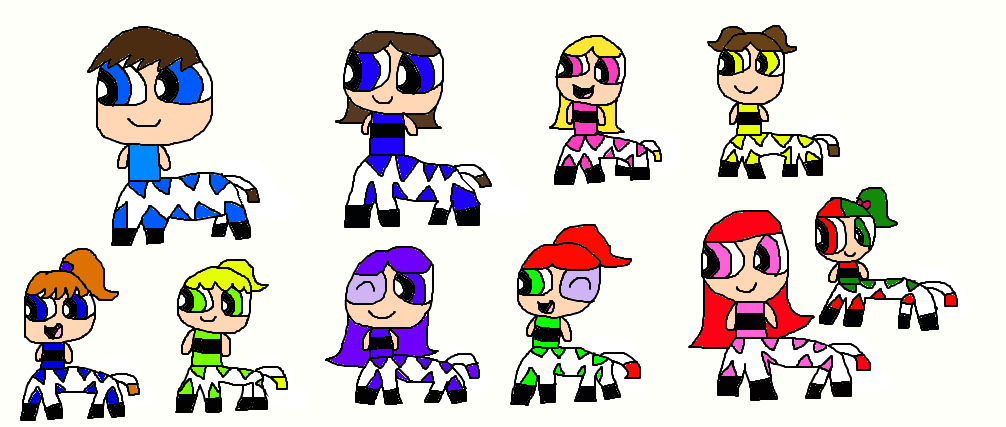 Joshua and his OCs as zebra centaurs by jrg2004 on DeviantArt