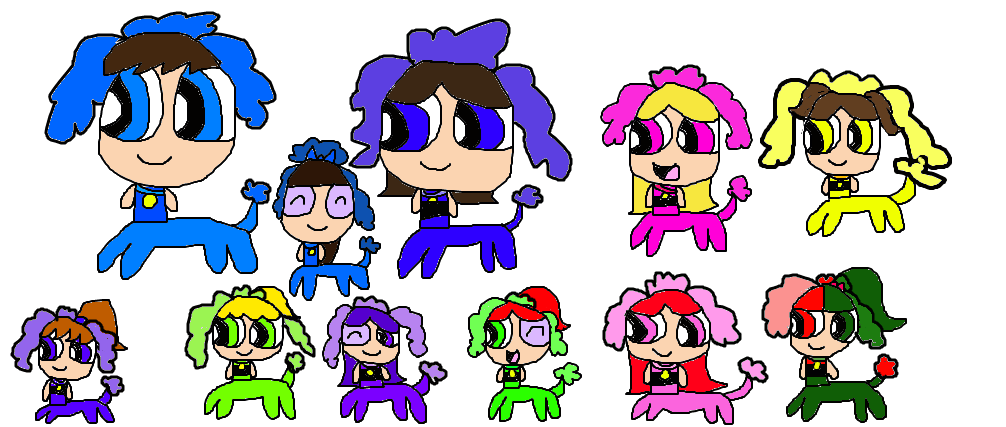 Joshua and his OCs as poodle centaurs with Kimby by jrg2004 on DeviantArt