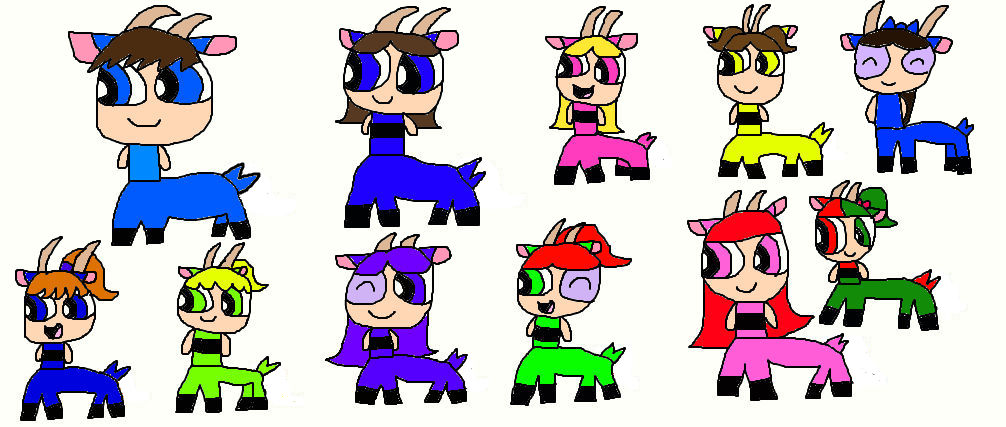 Joshua and his OCs as goat centaurs with Kimby by jrg2004 on DeviantArt