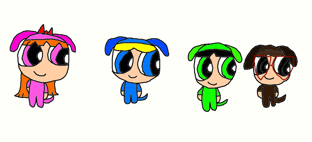 Powerpuff Girls and Stacey in puppy suits by jrg2004 on DeviantArt