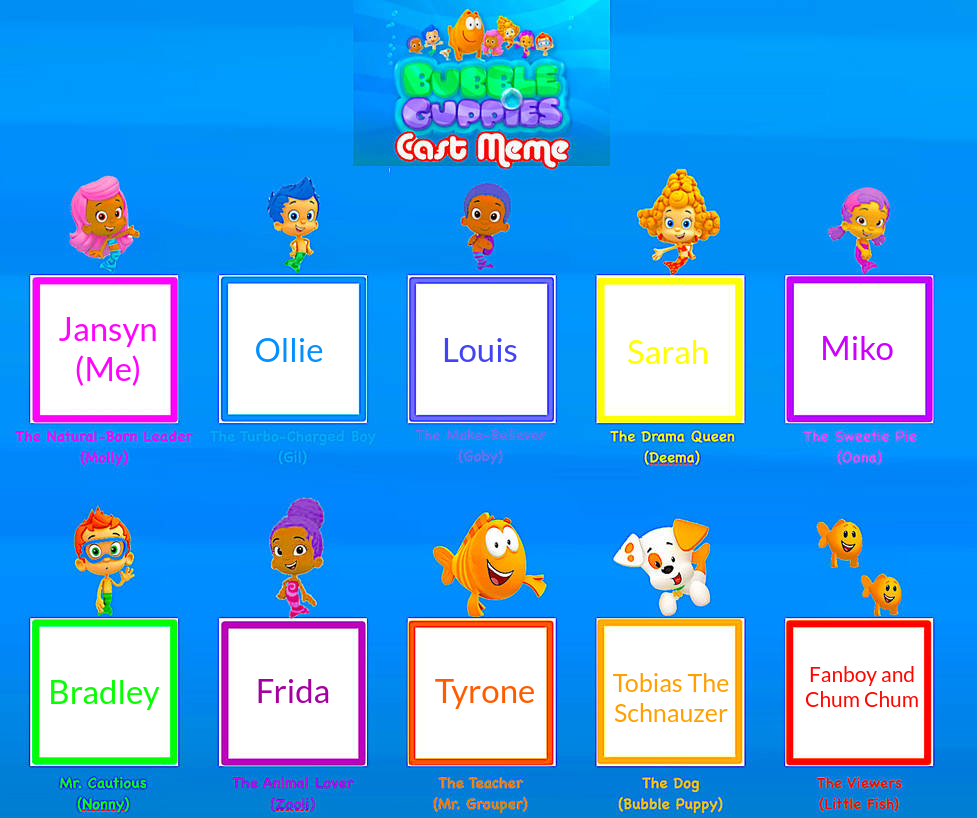 My Bubble Guppies Cast Meme by jrg2004 on DeviantArt