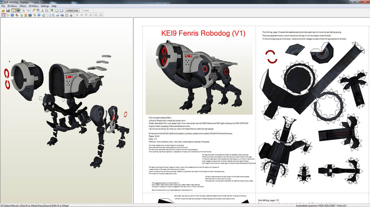 papercraft mass effect kei9 fenris robodog mech by rheia2 on DeviantArt