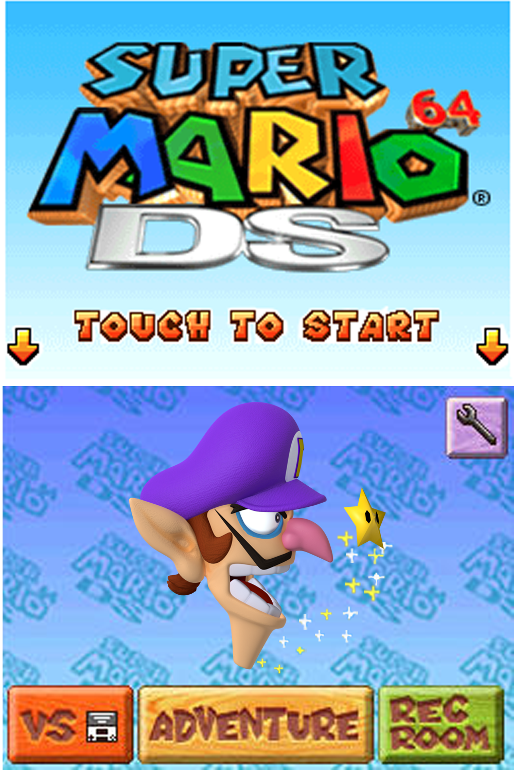 Super Mario 64 DS title screen: Waluigi's head 2/3 by TheGreenBeetle on ...