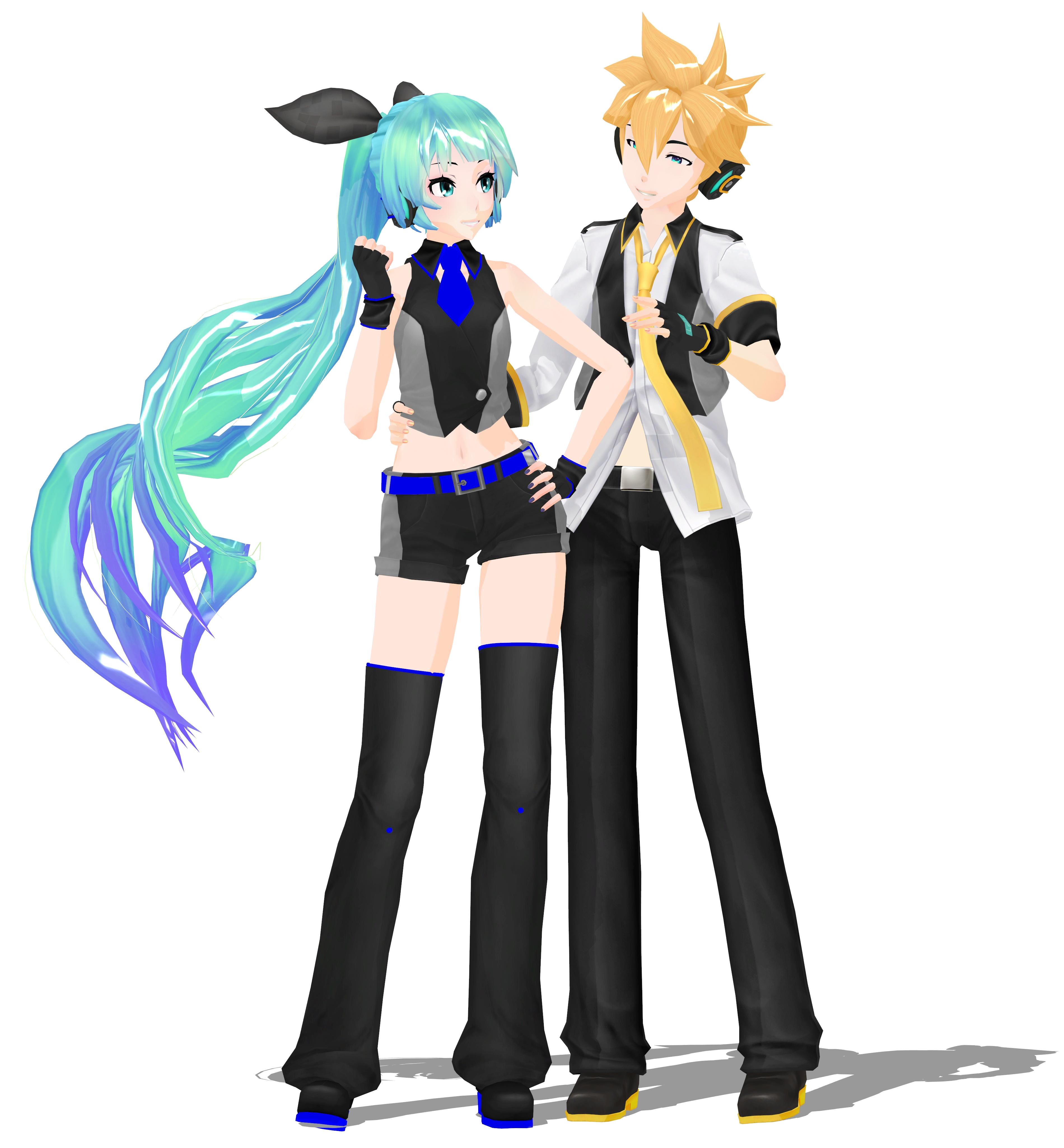 [MMD+DL] Black Star Miku and Blue Moon Len by Sumire9 on DeviantArt