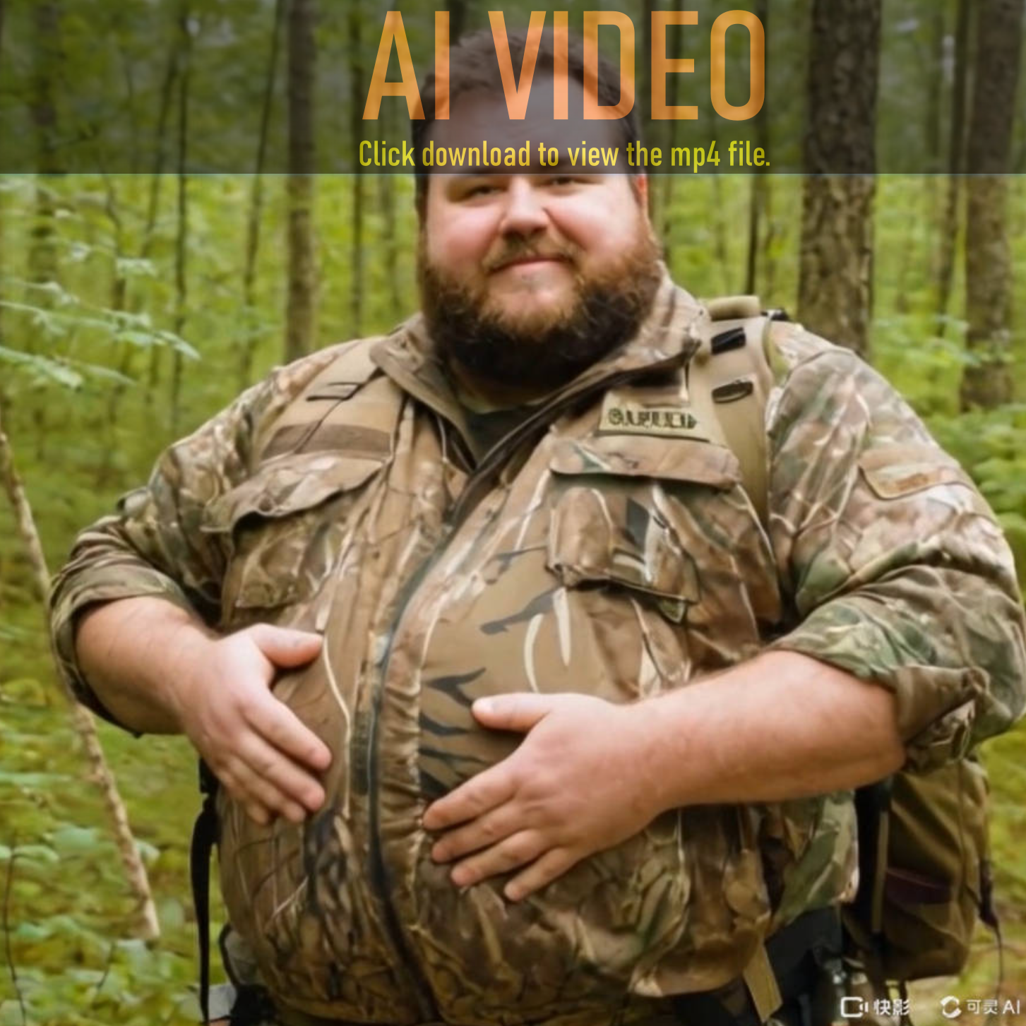 Fat hunter plays his belly by FuzzyHenry on DeviantArt