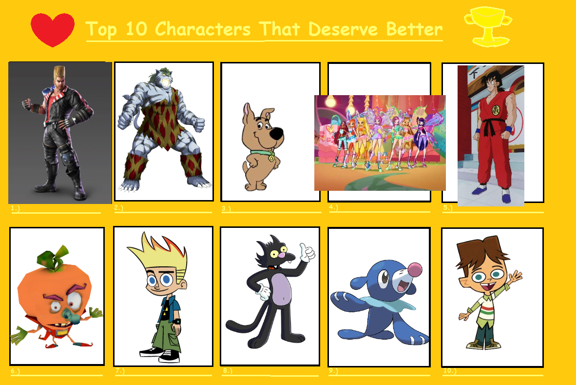 Top 10 Characters I think Deserves Better by NeoTheBat100 on DeviantArt