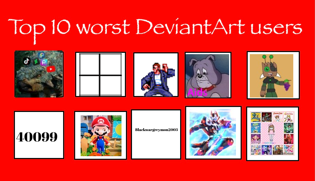 My Top 10 Worst Deviantart Users by NeoTheBat100 on DeviantArt