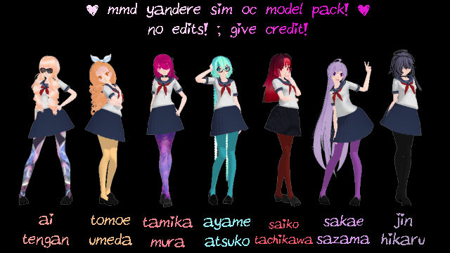 [MMD PACK 1] Yandere Sim OCs [Female] | READ DESC. by InvaderIka on DeviantArt