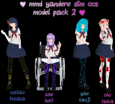 [MMD PACK 2] Yandere Sim OCs [Female] | READ DESC. by InvaderIka on DeviantArt