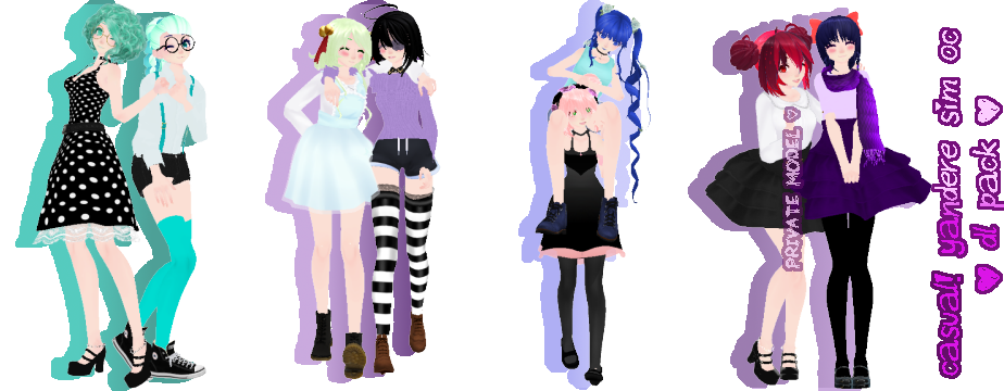 [MMD PACK 5] Casual! Yandere Sim OCs [DL] by InvaderIka on DeviantArt