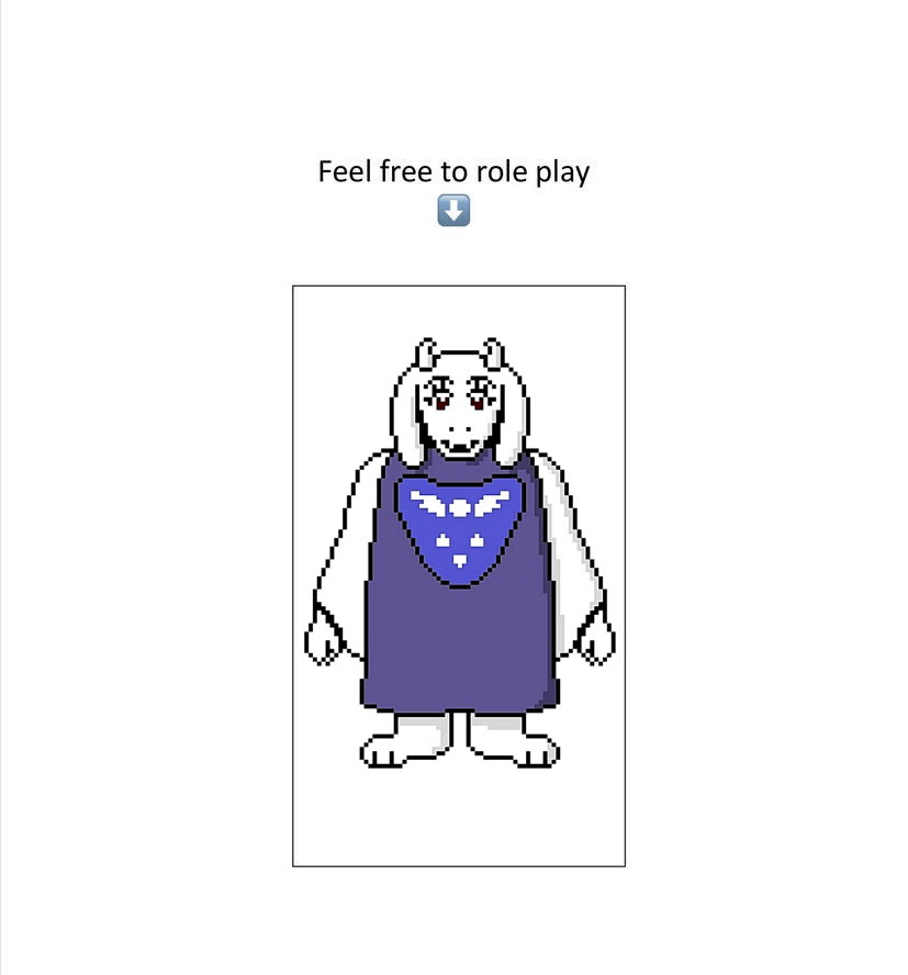 Feel free to rp as Toriel by Roleplayer6000 on DeviantArt