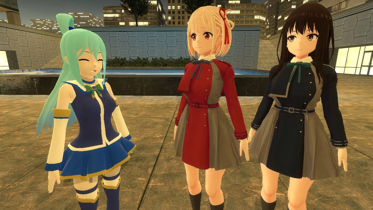 Chisato and Takina meet Aqua by NickNess64 on DeviantArt