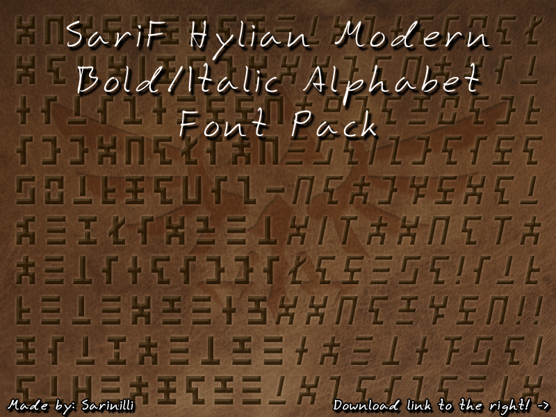 SariF Hylian Modern Bold Italic Alphabet Font Pack by Sarinilli on ...