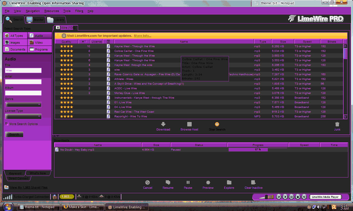 Purple and Black LimeWire Skin by smoothkidrizz on DeviantArt